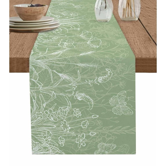 Minimalist Flower Hand Drawn Table Runners for Dining Room Coffee Home ...