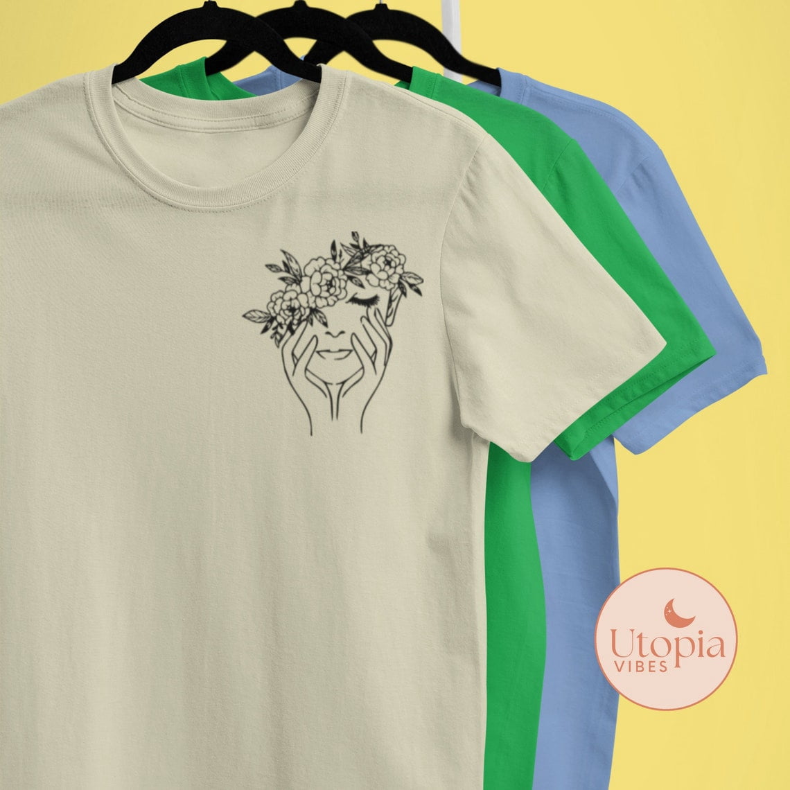 Minimalist Flower Woman Face Shirt, Abstract Logo Women Face Shirt ...