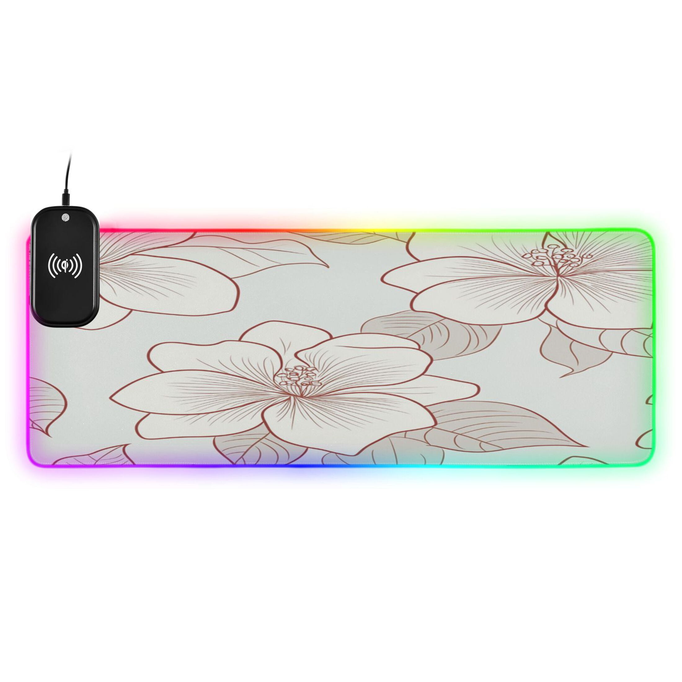 Minimalist Flowers Large RGB Gaming Mouse Pad with Fast Wireless ...