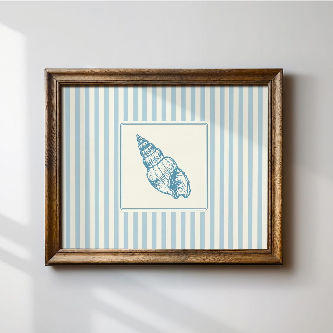 Minimalist French Blue Conch Shell Horizontal Print, Instant Trendy ...