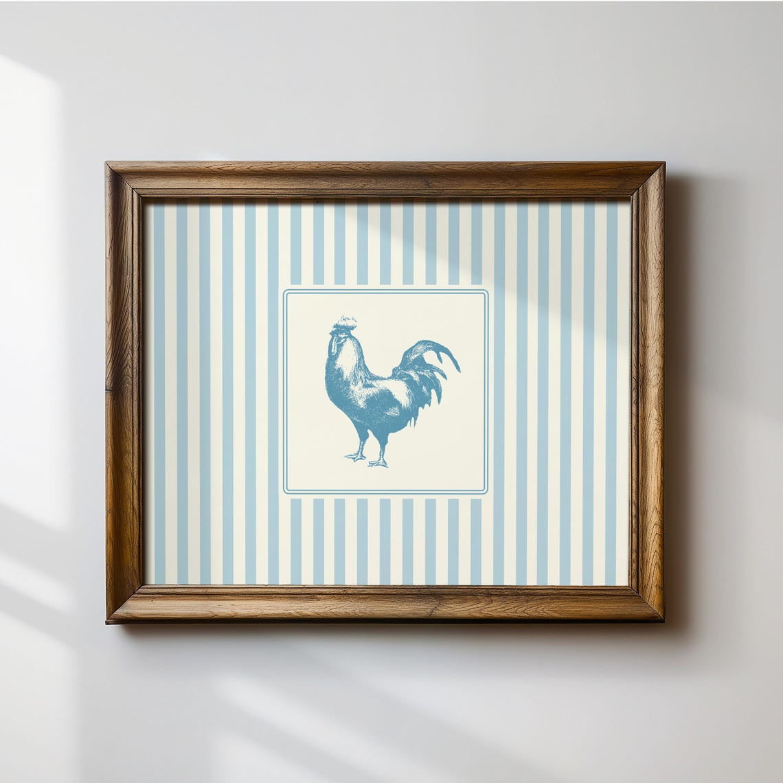 Minimalist French Blue Rooster Horizontal Print, Instant Trendy Decor ...