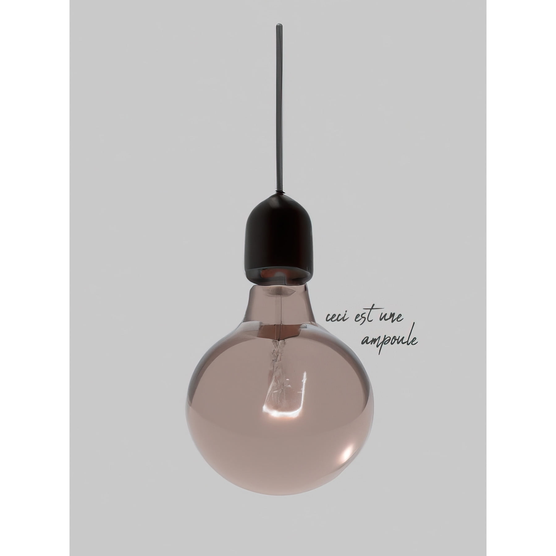 Minimalist French Illustration of a Retro Peach Pink Light Bulb Ceci ...