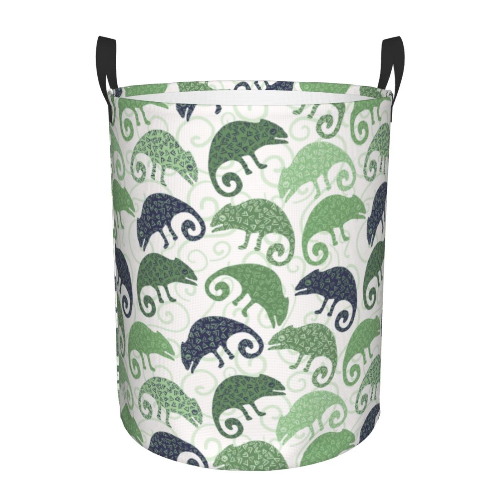 Minimalist Funny Chameleon Green Laundry Basket with Handles ...