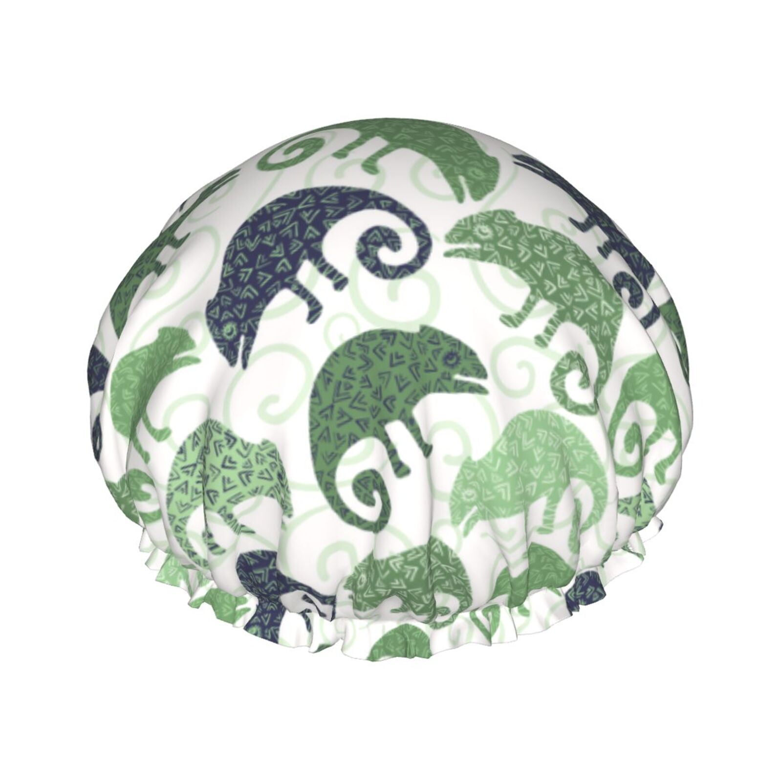 Minimalist Funny Chameleon Green Shower Cap, Reusable Bath Hair Hat for ...
