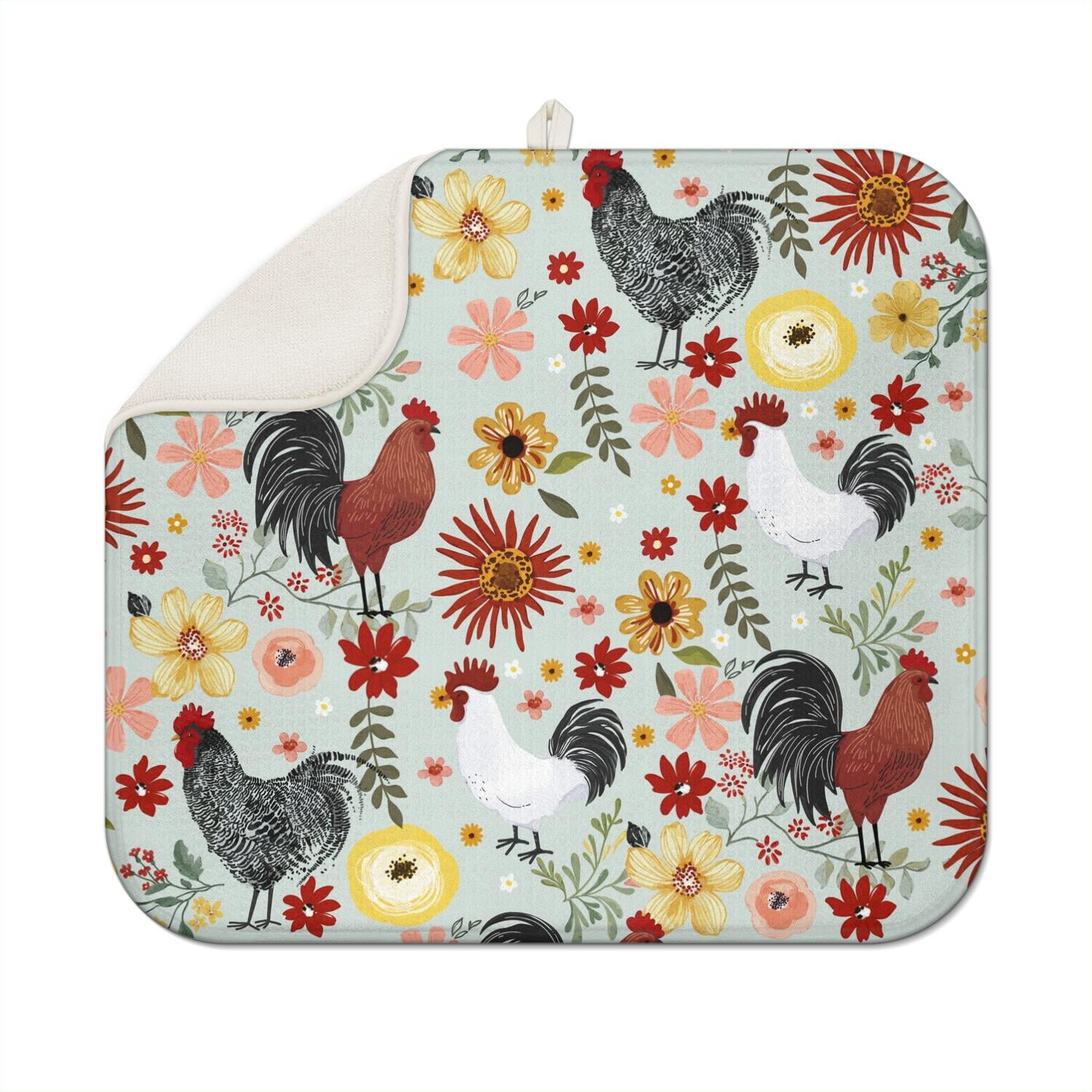 Minimalist Geometric Chicken Drying Mat - 3-Layer Microfiber Dish ...