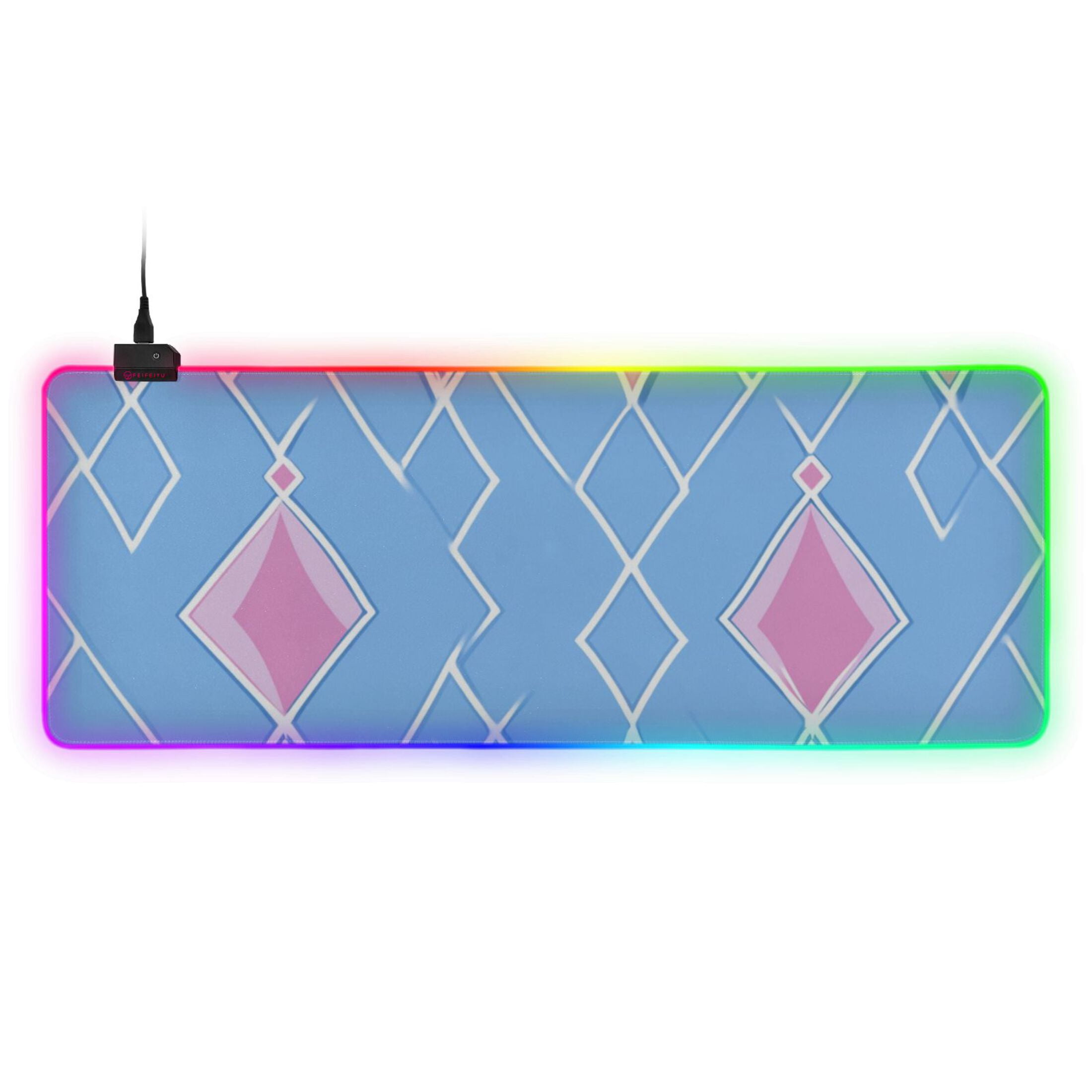 Minimalist Geometric Lines Rhombus RGB Gaming Mouse Pad Large Keyboard ...