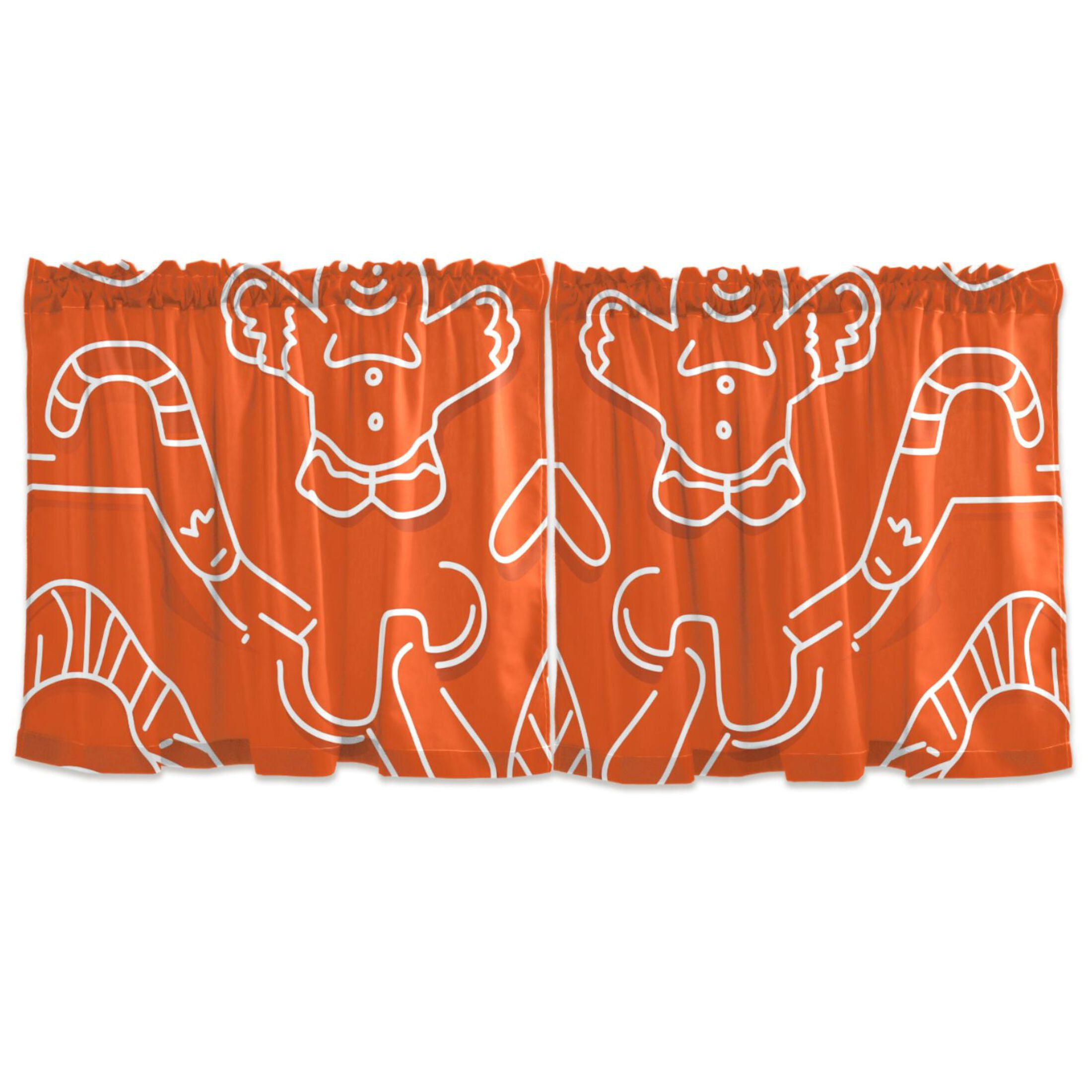 Minimalist Gingerbread Man Tier Curtains for Kitchen 57x24 Inch Semi ...