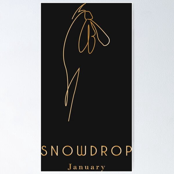 Minimalist Gold January Birth Flower Poster Wall Art, Modern Wall Decor ...