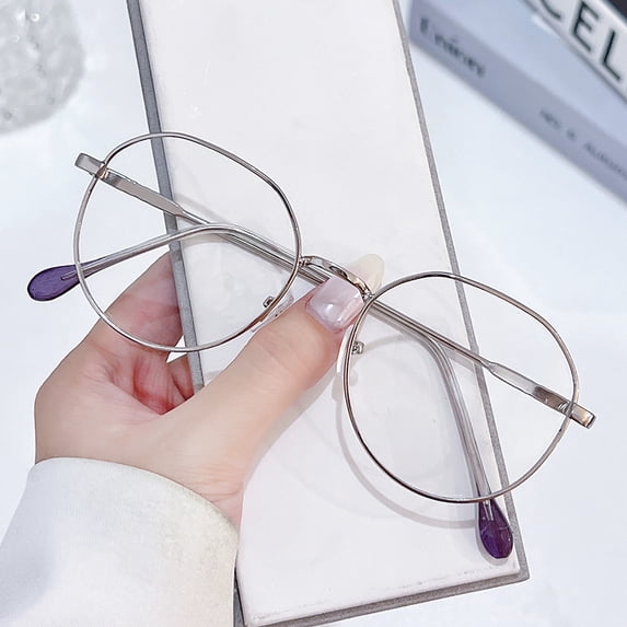 Minimalist Gold Rimless Round Eyeglasses, Anti Blue Light Fashion ...