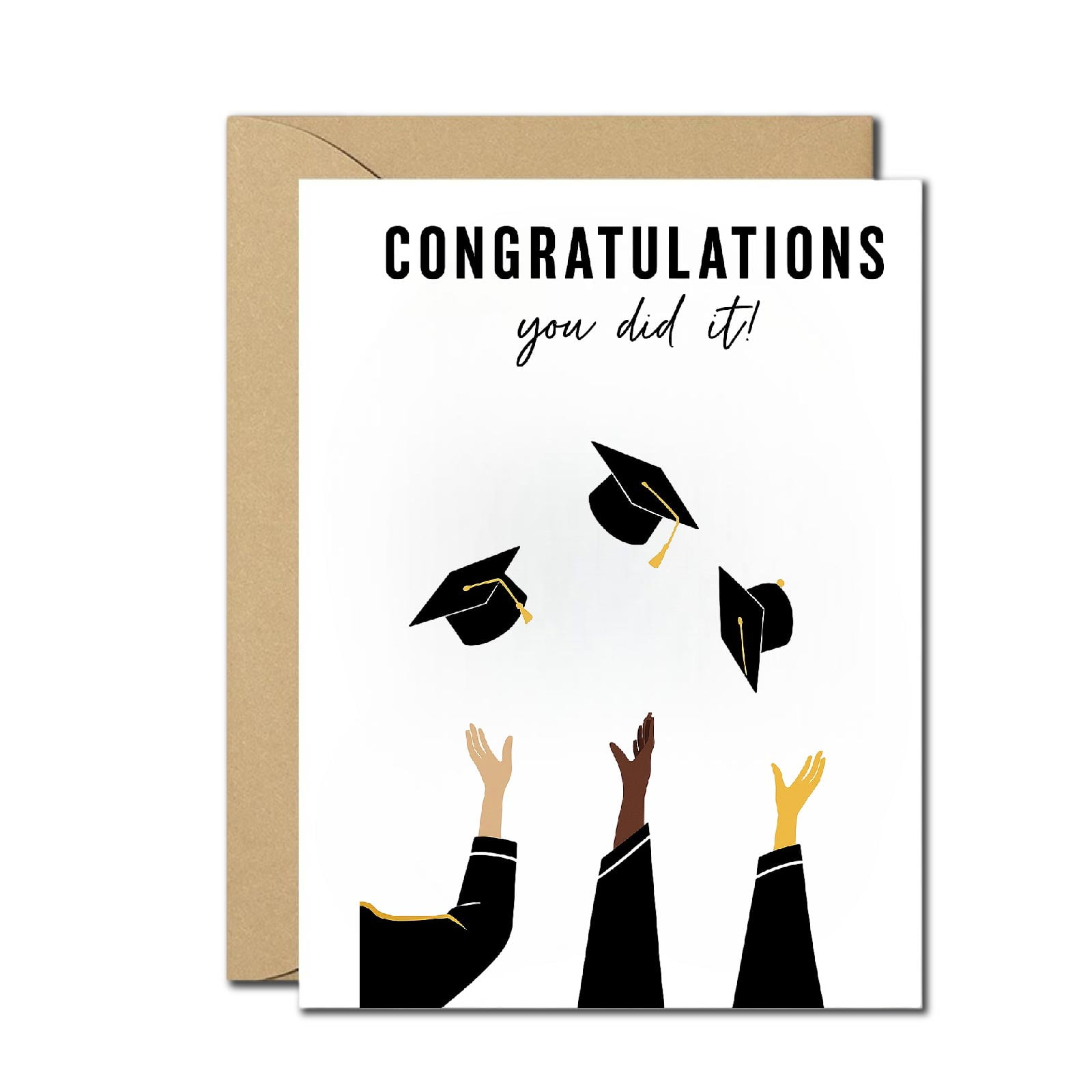 Minimalist Graduation Card – Congratulations You Did It – Tossing ...