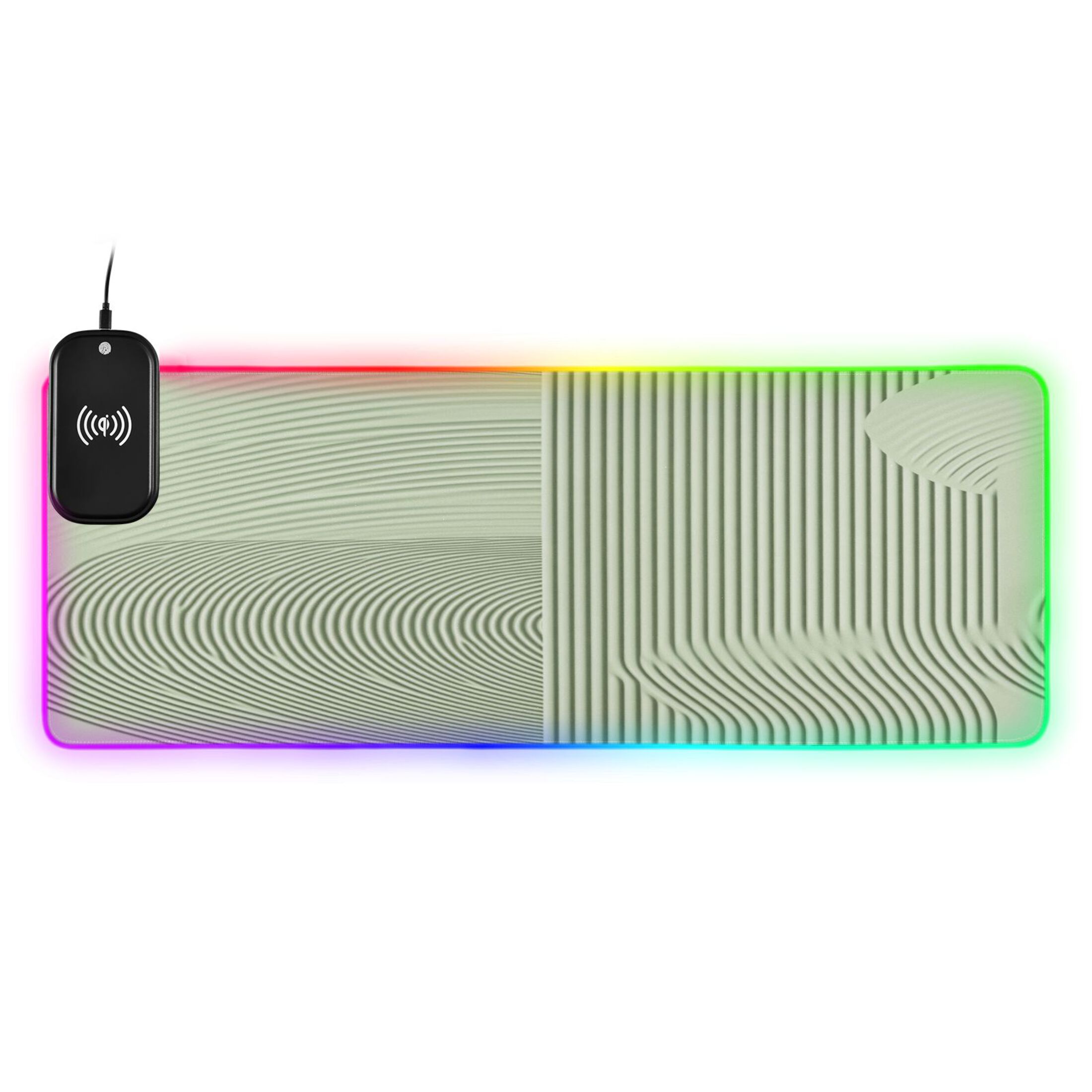 Minimalist Green Line Pattern Large RGB Gaming Mouse Pad with Fast ...