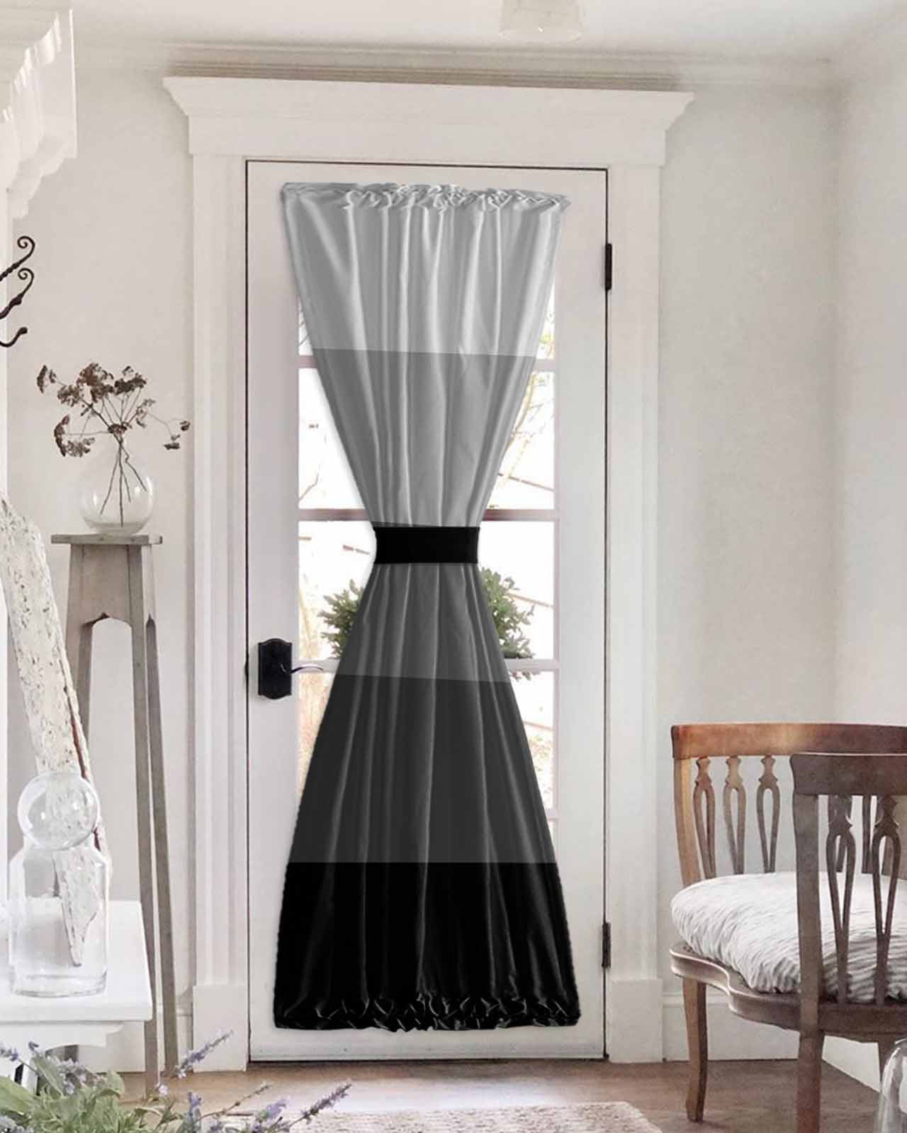 Minimalist Grey Black Door Curtains for Doorway Privacy, Blackout ...