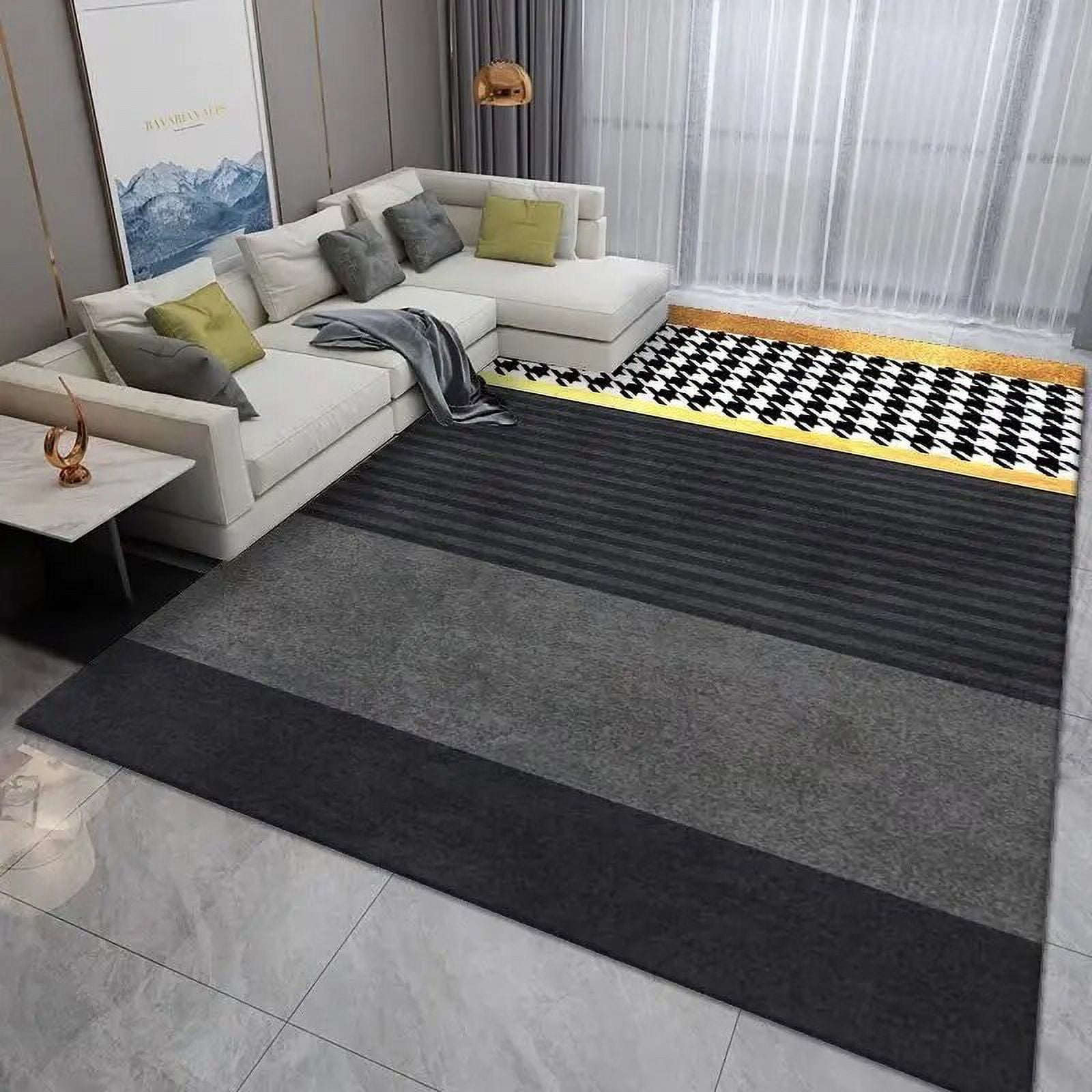 Minimalist Grey Geometry Carpet Living Room Modern Light Luxury Bedroom ...