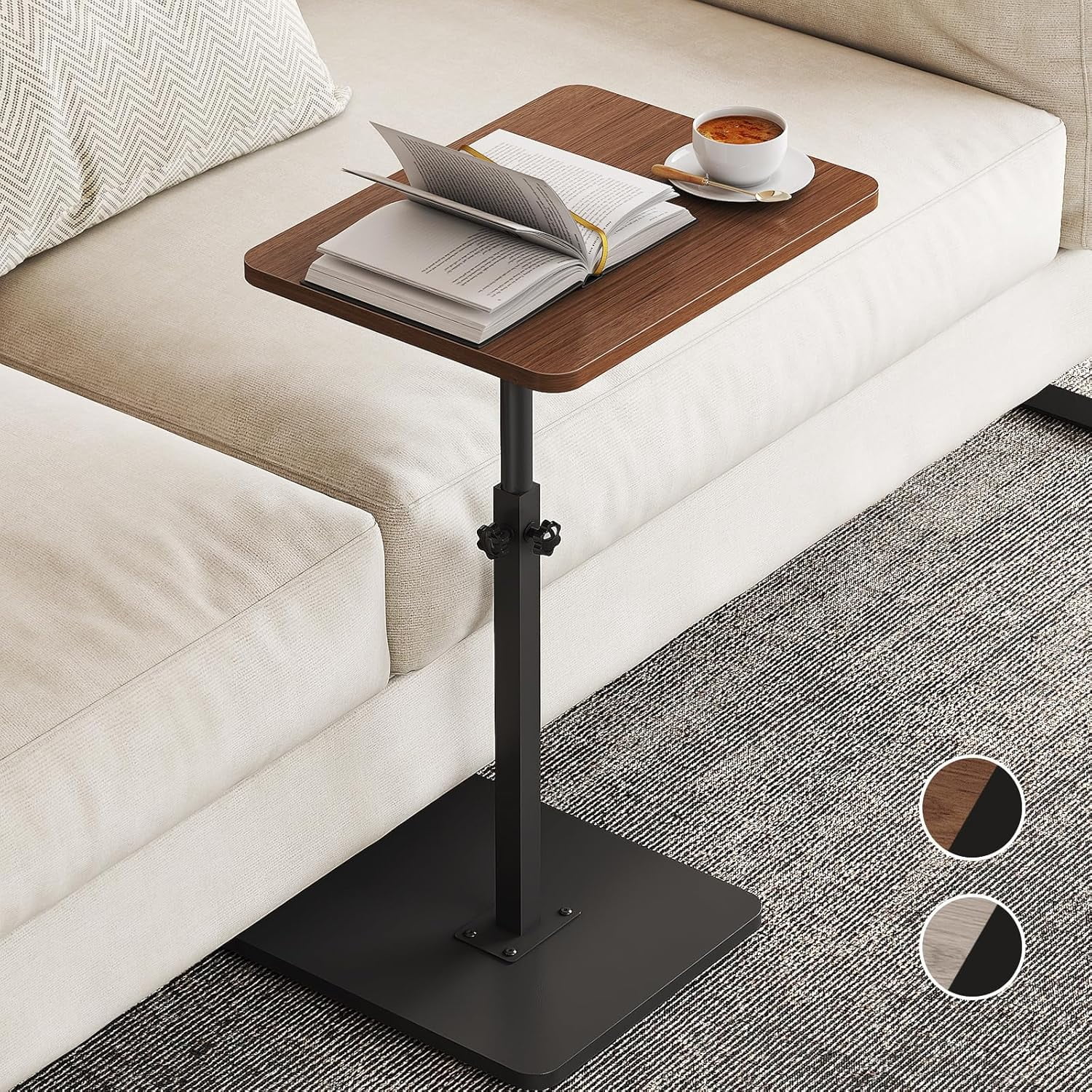 Minimalist Height Adjustable End Table, 360° Rotatable Sofa Armrest ...
