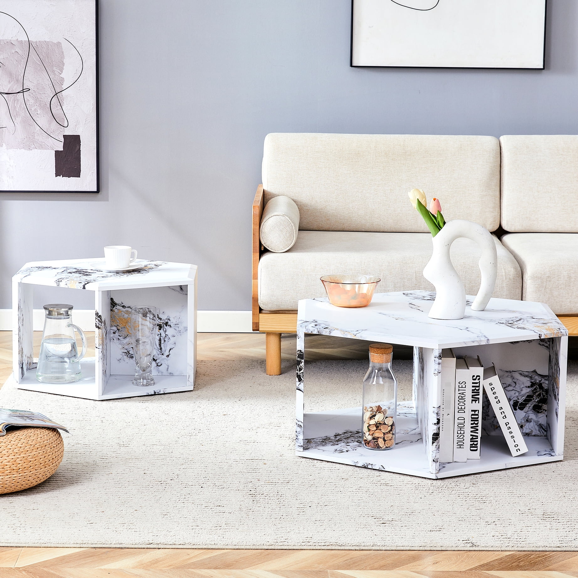 Minimalist Hexagonal MDF Coffee Table - Smooth Surface and ...