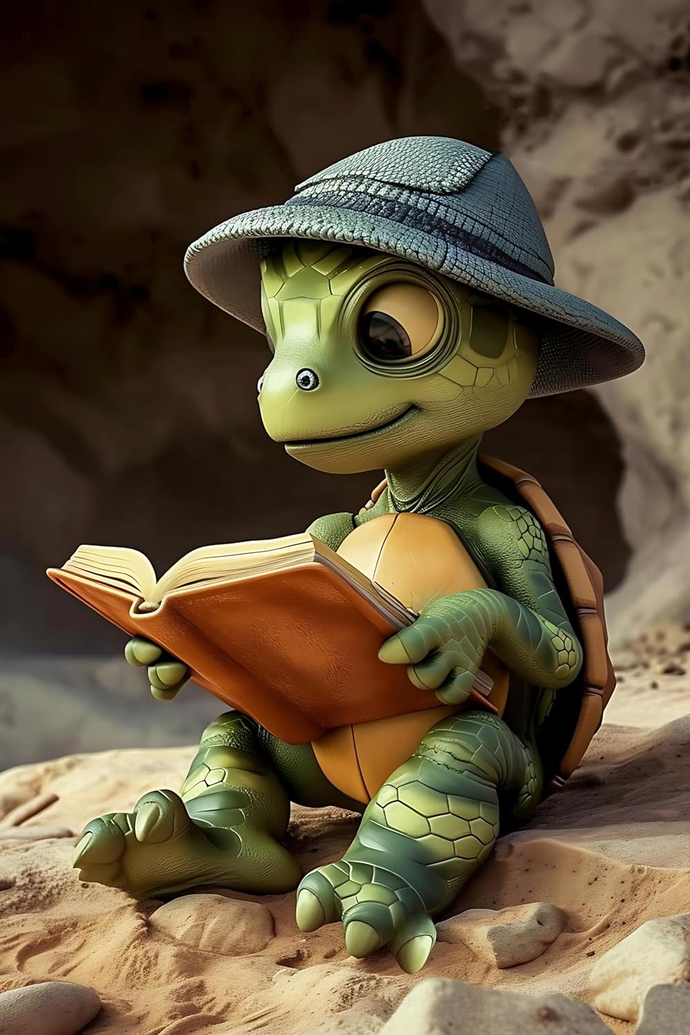 Minimalist Home Decor Aesthetics Poster - Turtle Reading Book - Best ...