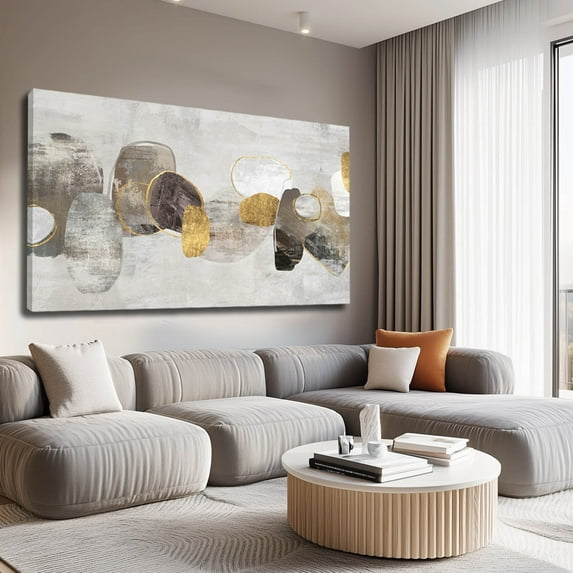 Minimalist Home Decor Beige and Grey Pictures Wall Art Modern Geometric ...