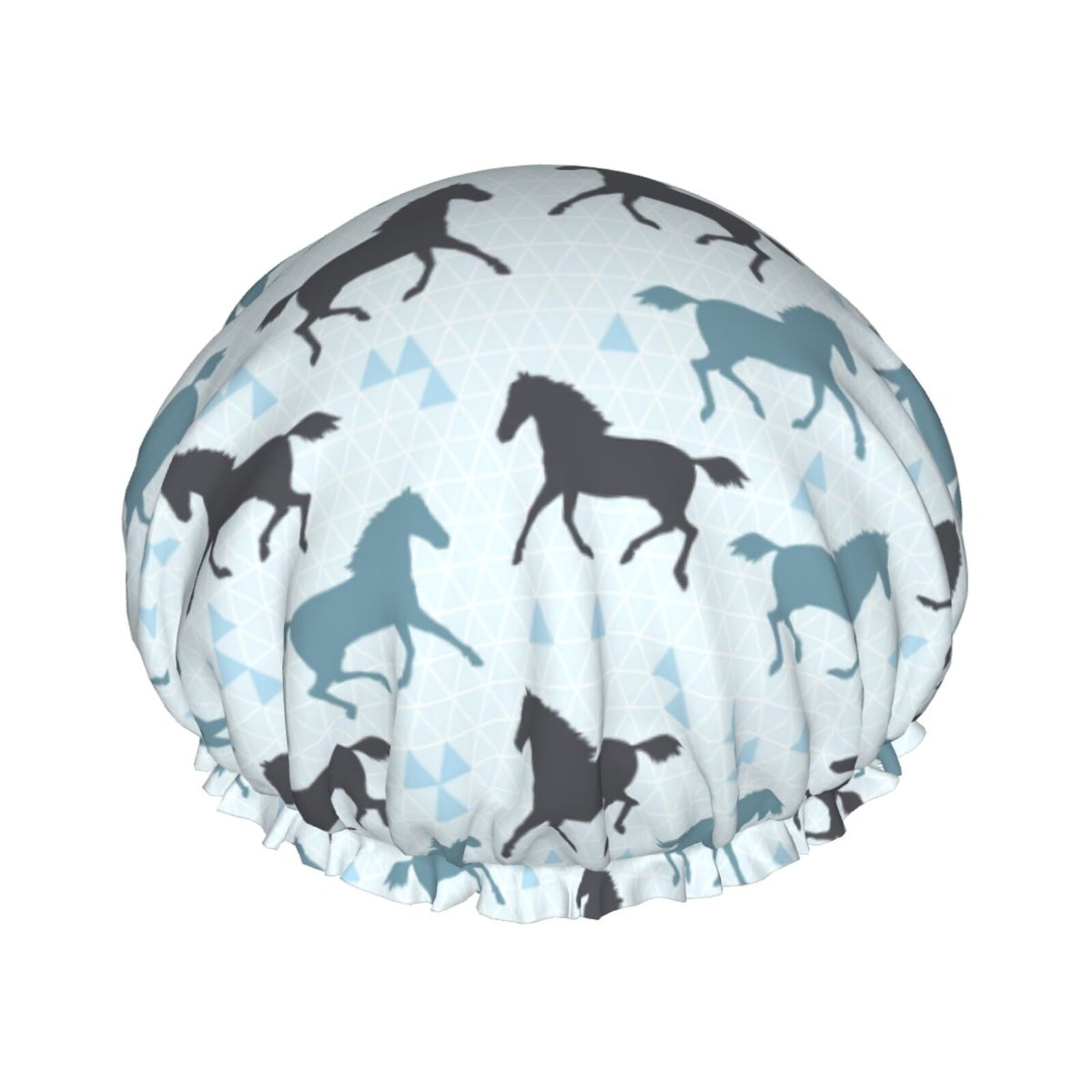 Minimalist Horse Triangle Shower Cap for Women, Double Waterproof ...