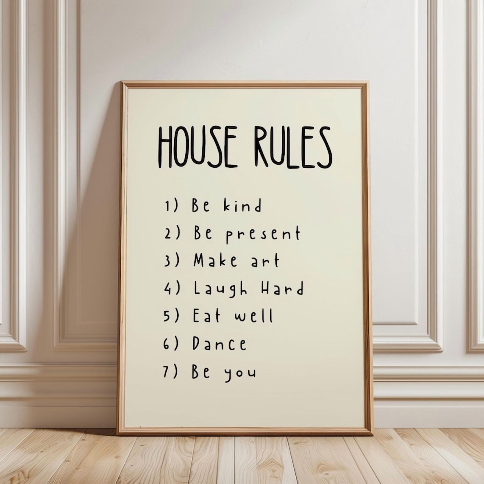 Minimalist House Rules Wall Art, Modern Typography Print, Positive ...