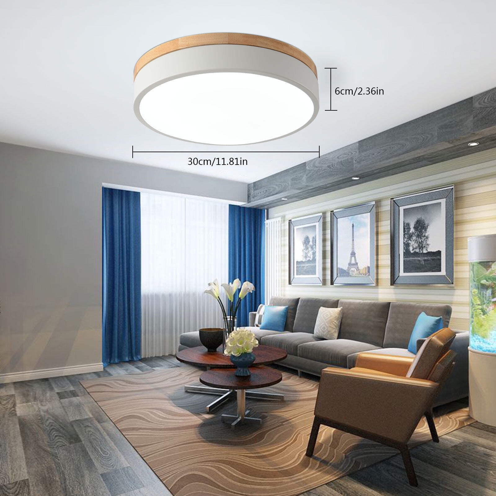 Minimalist LED Ceiling Light Wood Style Flush Mount Ceiling Light ...