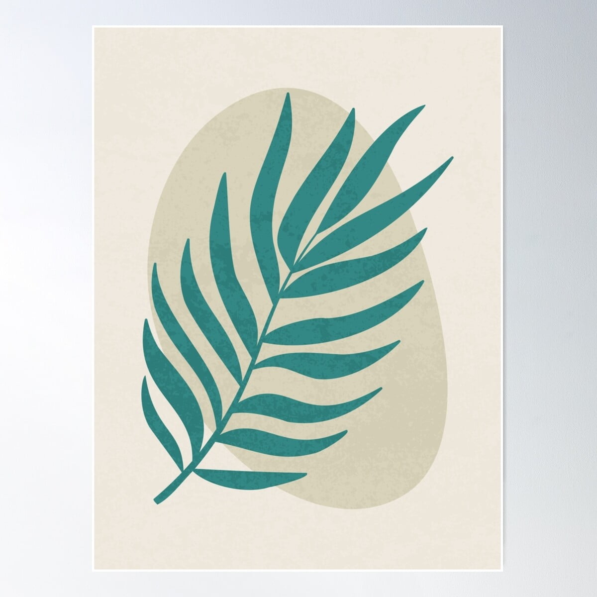 Minimalist Leaf Illustration On Beige Background Poster Wall Art ...