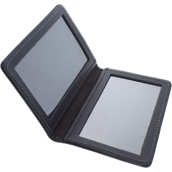 Minimalist Leather Bifold Double ID Card Holder, Black - Walmart.com