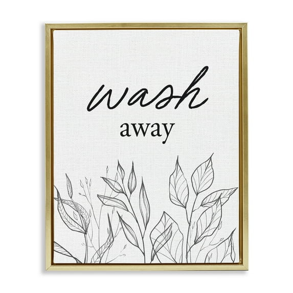 Minimalist Leaves Wash Away Gold Framed Floater Canvas Wall Art, design ...