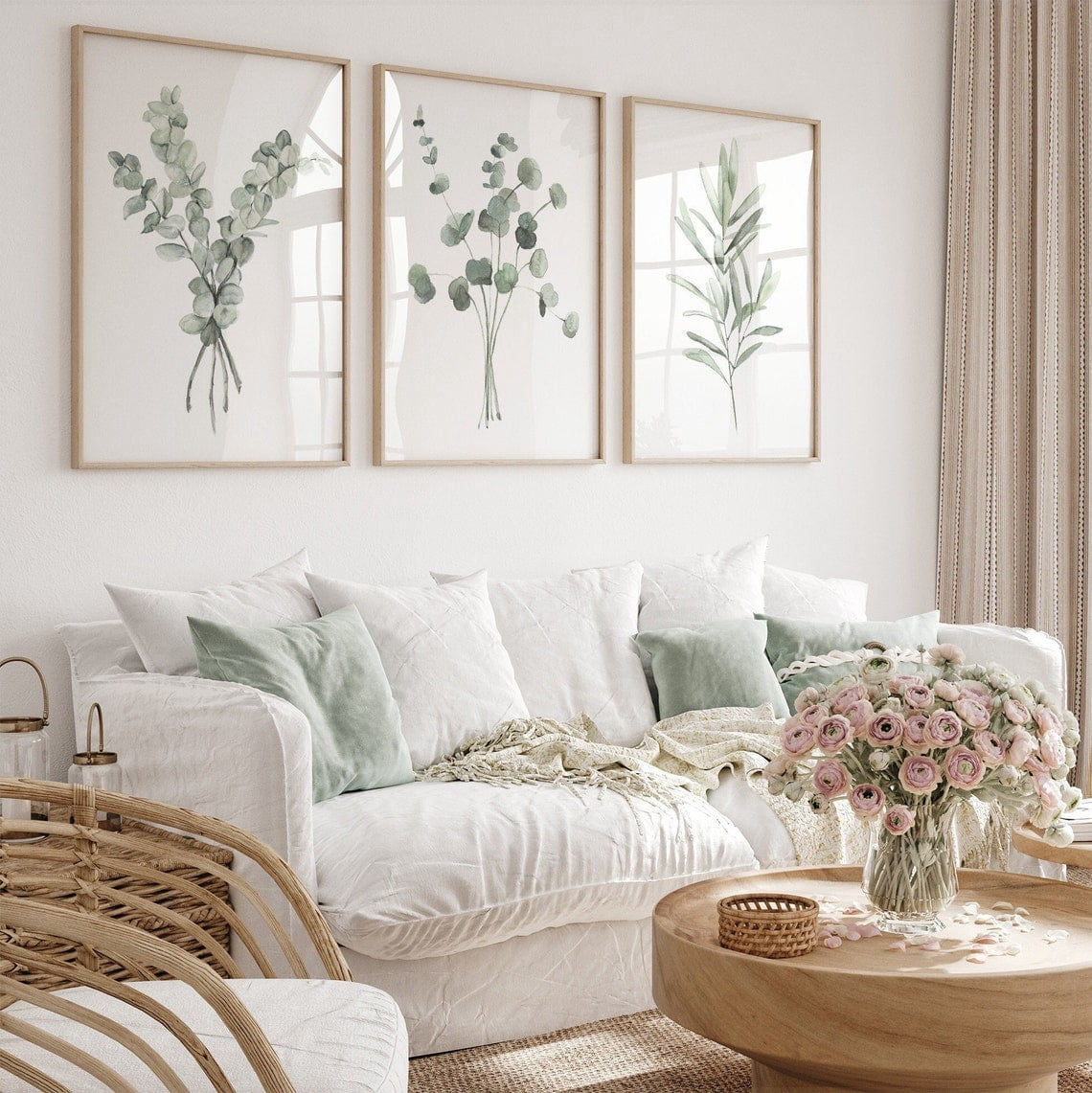 Minimalist Light Green Eucalyptus Olive Branch Greenery Home Abstract ...