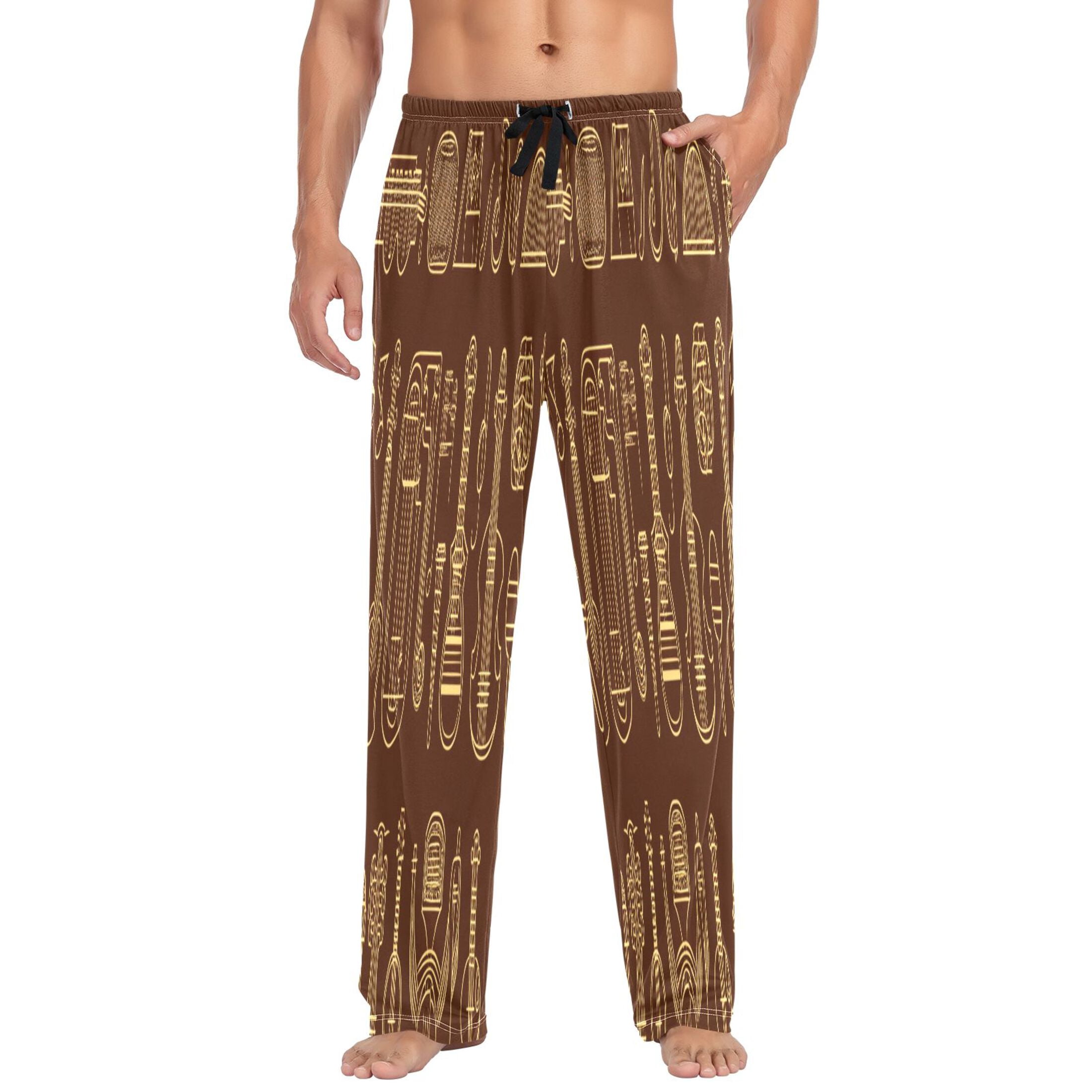 Minimalist Line Art Mens Cotton Pajama Pants Long Staple Lightweight ...