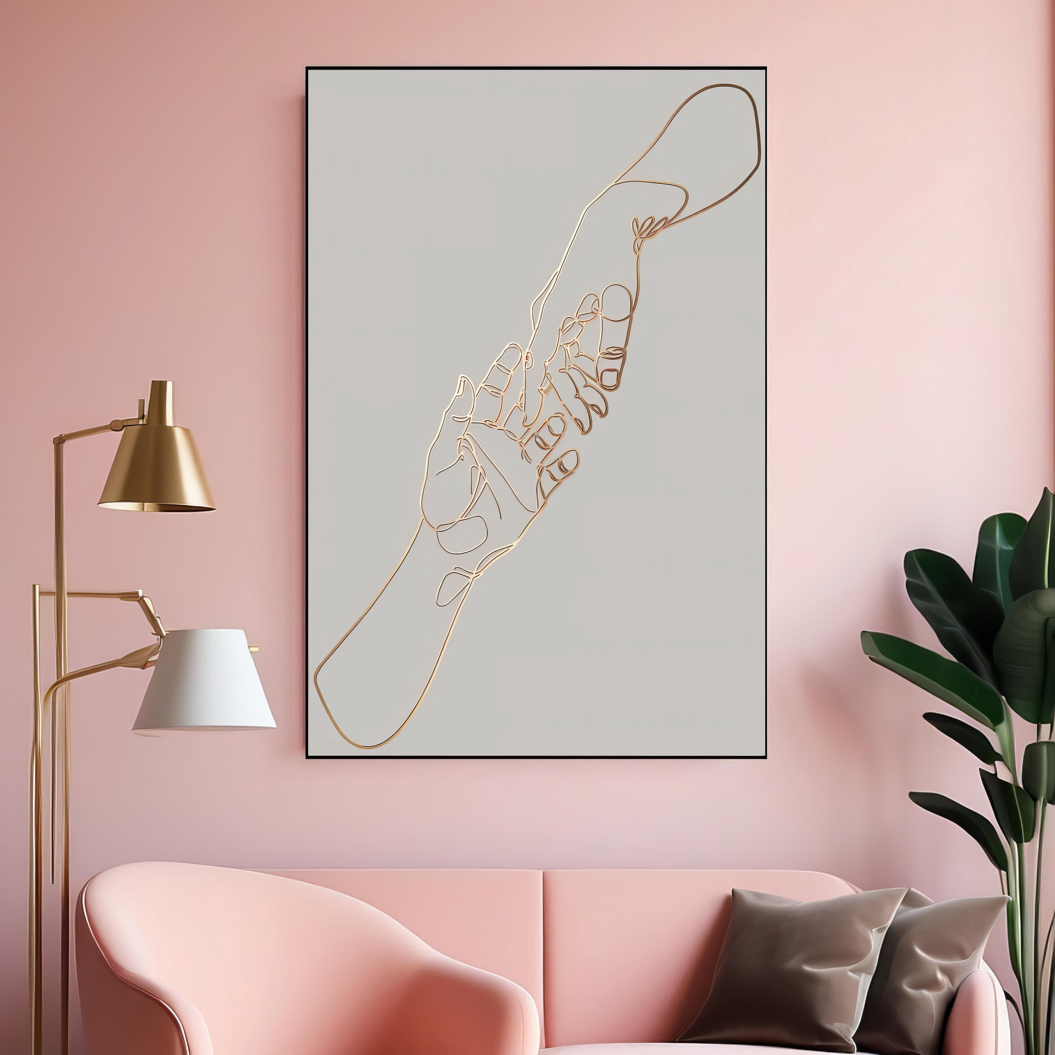 Minimalist Line Art Posters, A single-line drawing of two hands ...