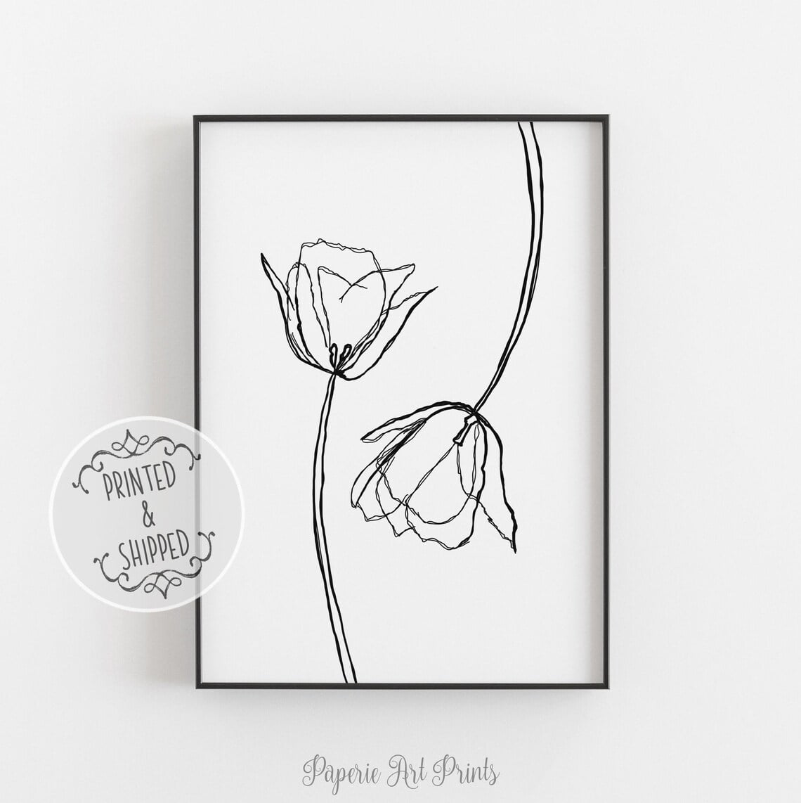 Minimalist Line Drawing, Line Art, Wall Decor, Line Drawing Tulip Print ...