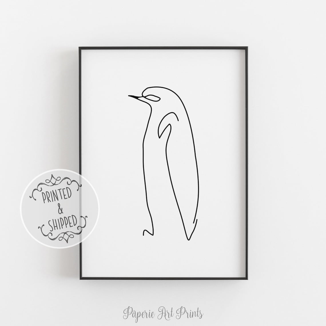 Minimalist Line Drawing, Penguin Line Art, Wall Decor, Line Drawing ...