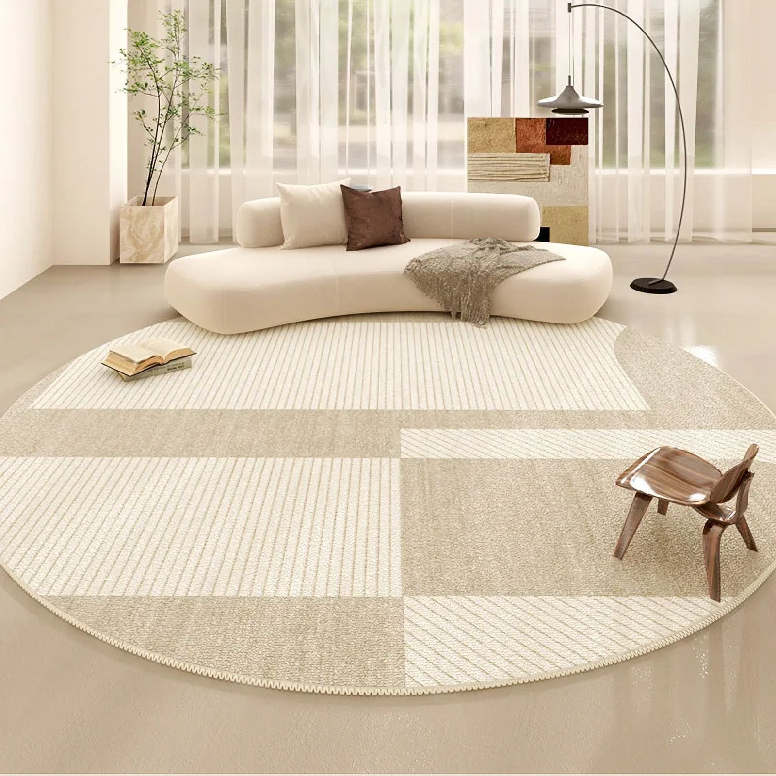 Minimalist Line Living Room ration Carpet Japanese-style Round Rugs for ...