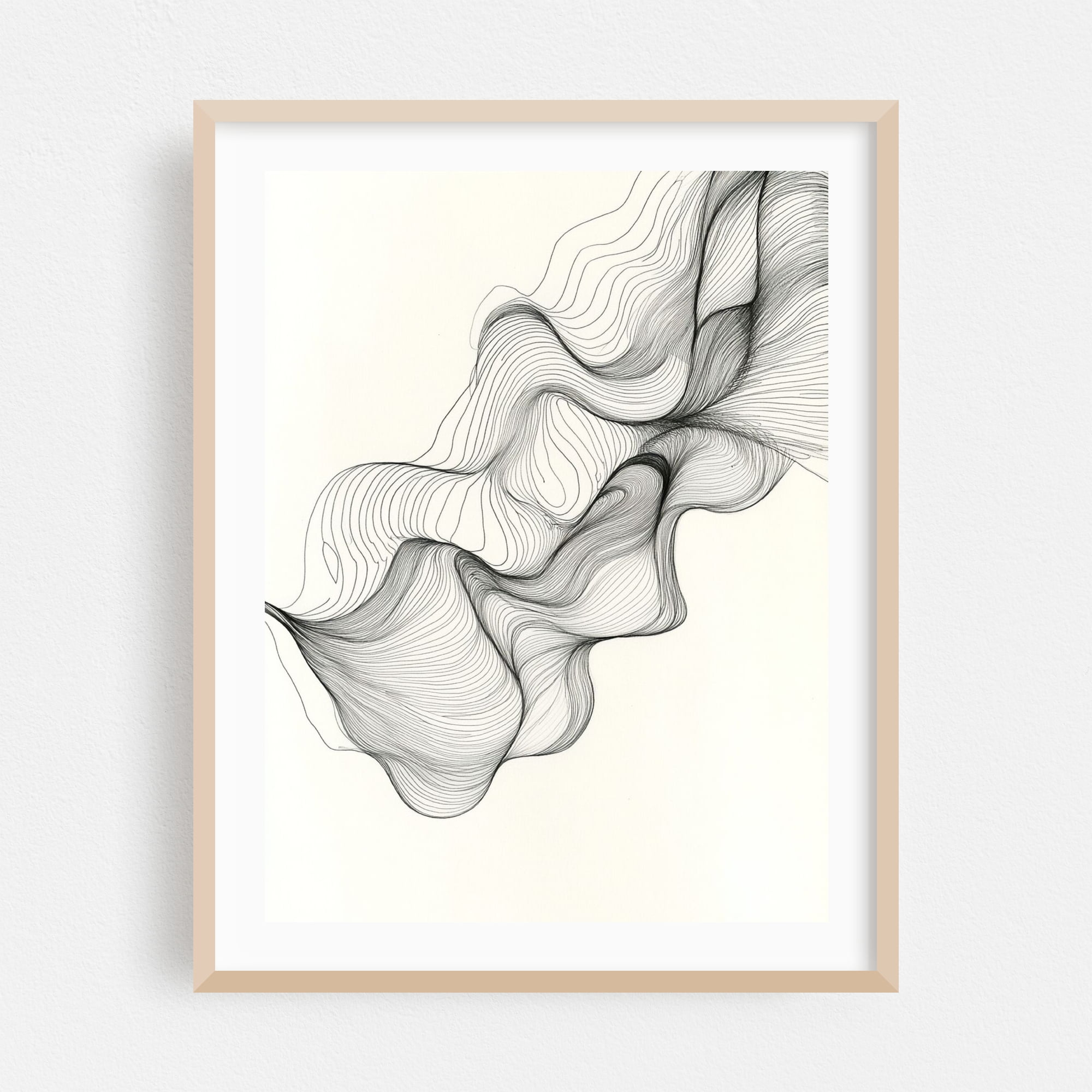 Minimalist Line Waves - Line Drawing Line Art Abstract Minimalist Black ...