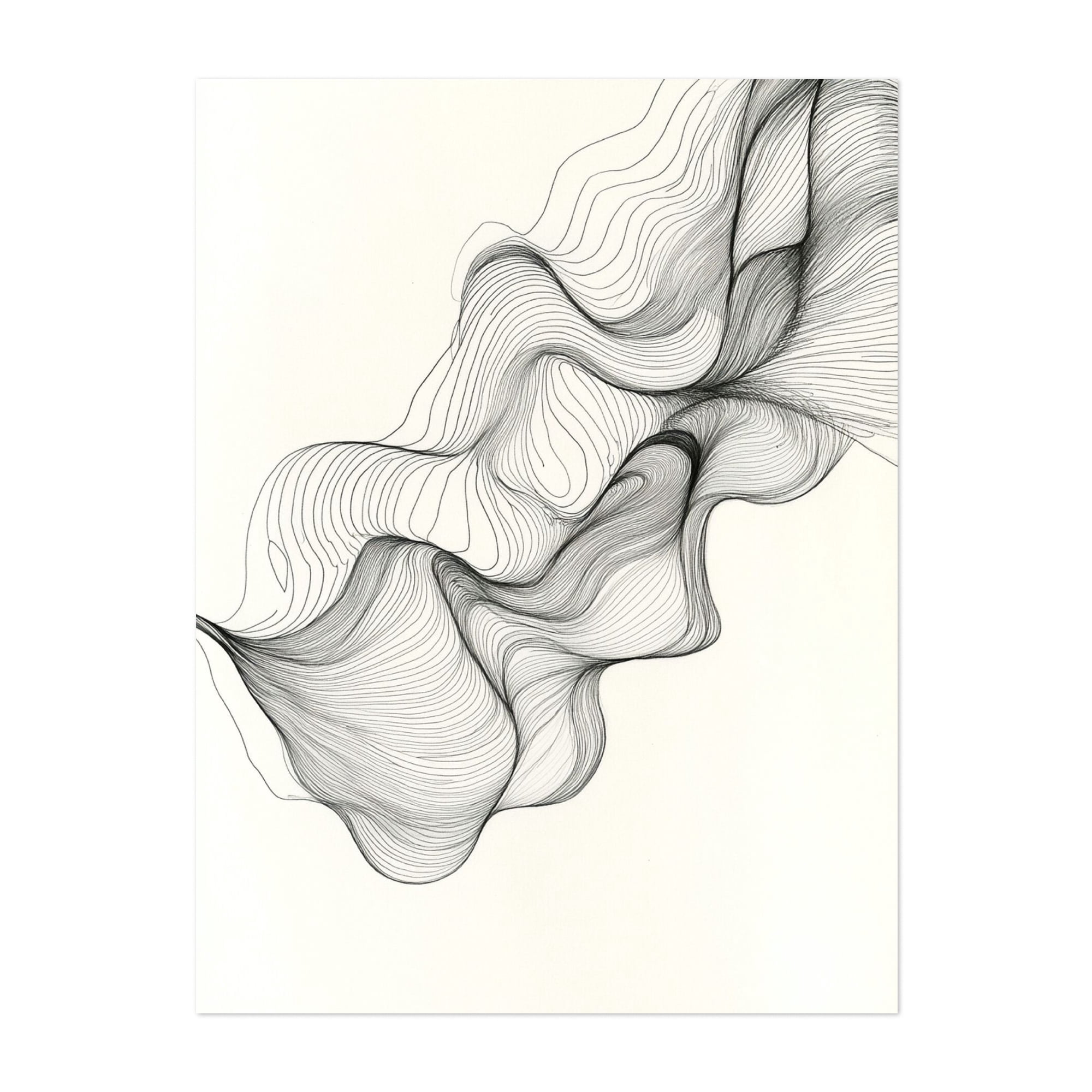 Minimalist Line Waves - Line Drawing Line Art Abstract Minimalist Black ...