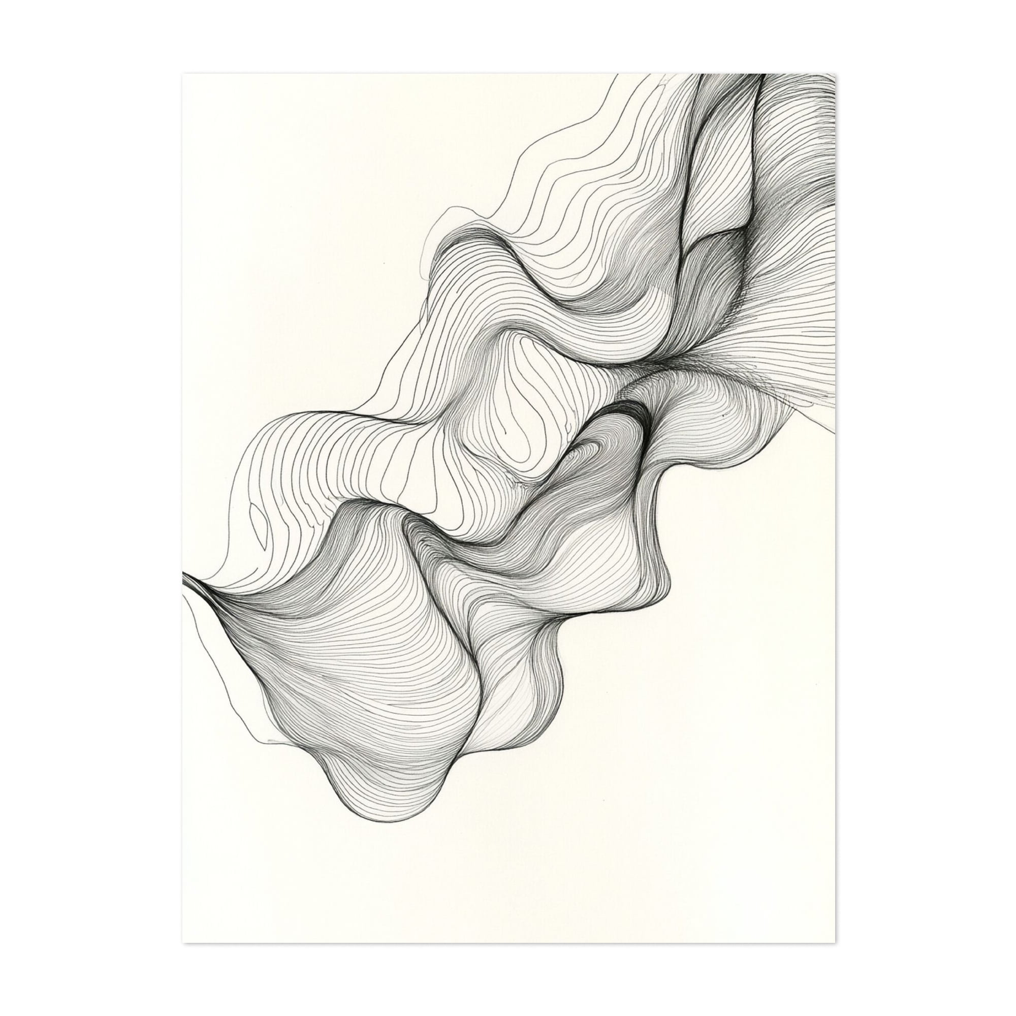 Minimalist Line Waves - Line Drawing Line Art Abstract Minimalist Black ...
