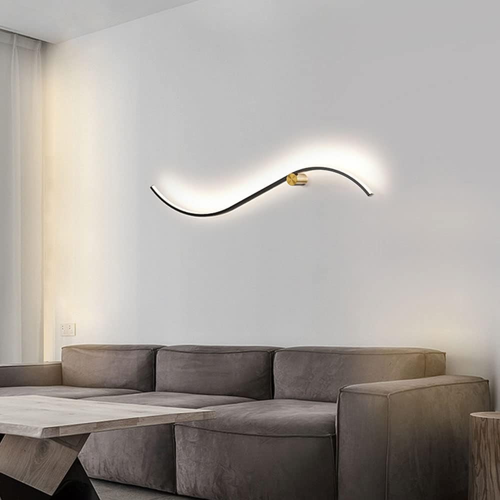 Minimalist Linear Wall Sconce Black Gold Wall Lamp, LED Bar Strips ...