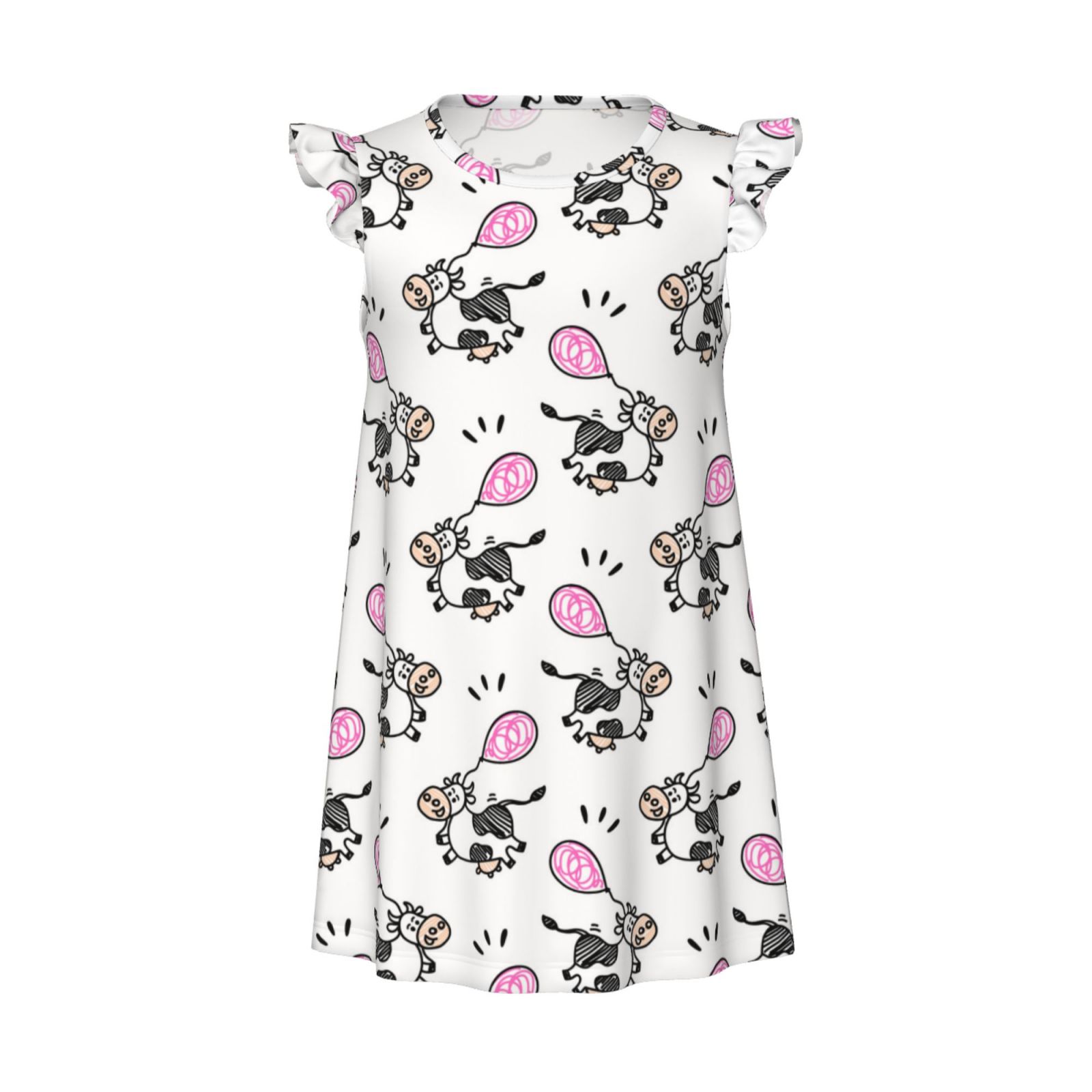 Minimalist Lines Cute Cow Balloon Girls Nightgowns, Pajamas for Girls ...