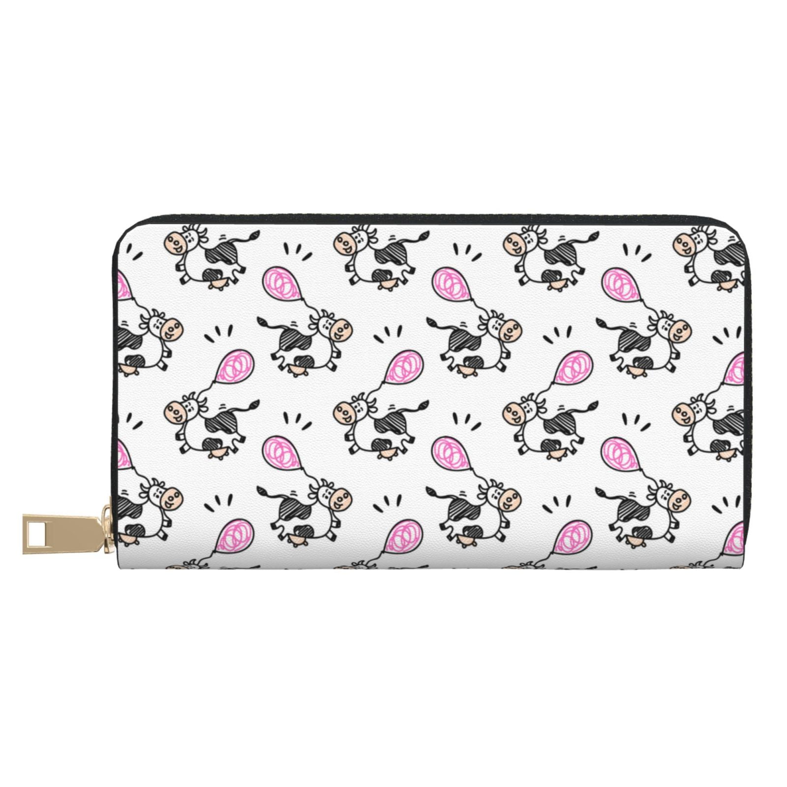Minimalist Lines Cute Cow Balloon Wallet Women, Leather Bifold Multi ...