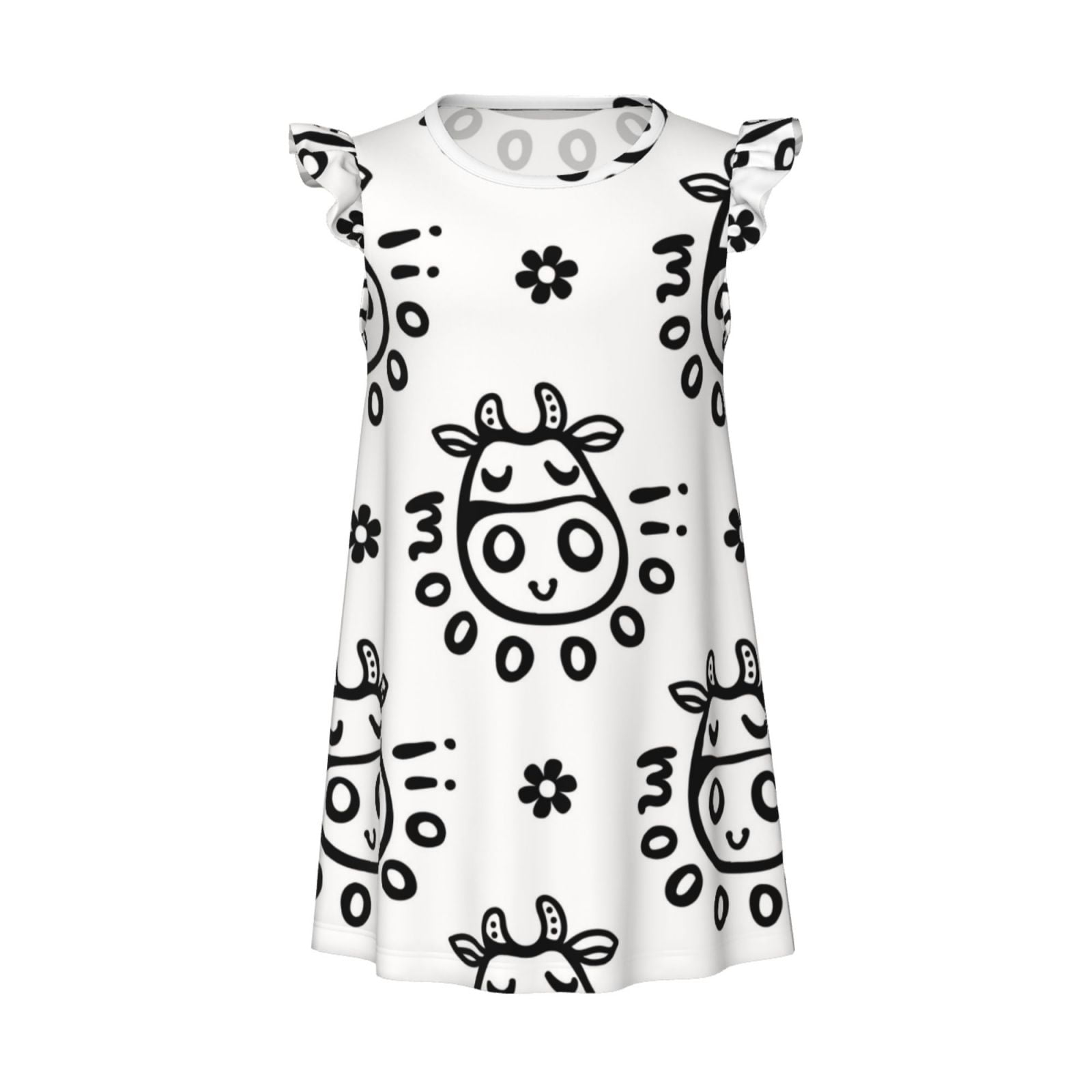 Minimalist Lines Cute Cow Head Girls Nightgowns, Pajamas for Girls ...