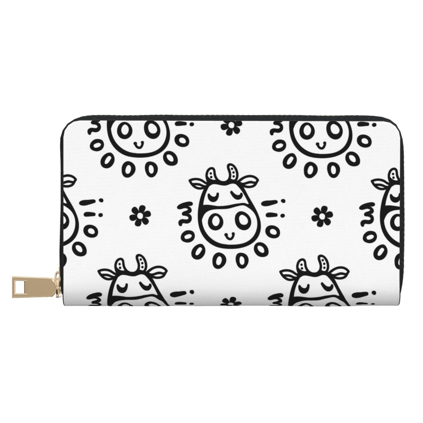 Minimalist Lines Cute Cow Head Wallet Women, Leather Bifold Multi Card ...