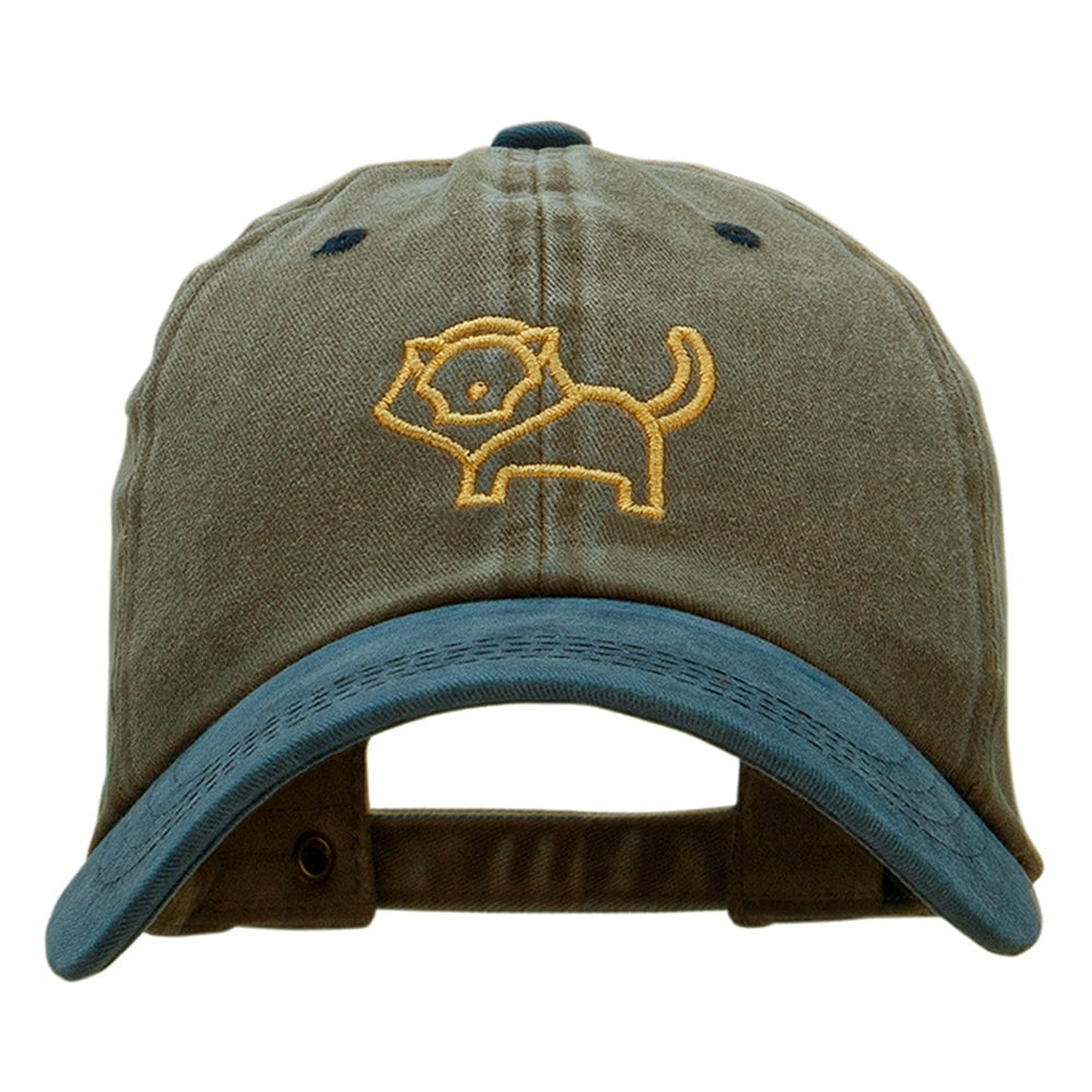 Minimalist Lion Outline Embroidered Unstructured Cotton Cap - Khaki ...