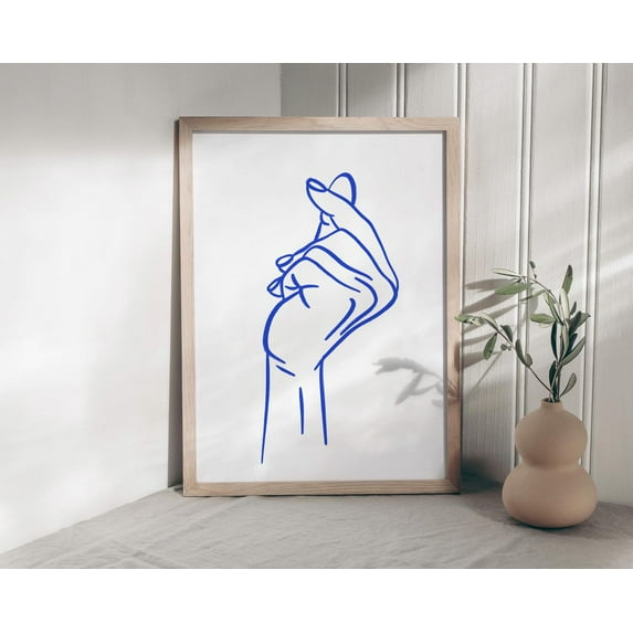 Minimalist Love Heart Hand Line Art Print, Black And White Gen Alpha ...