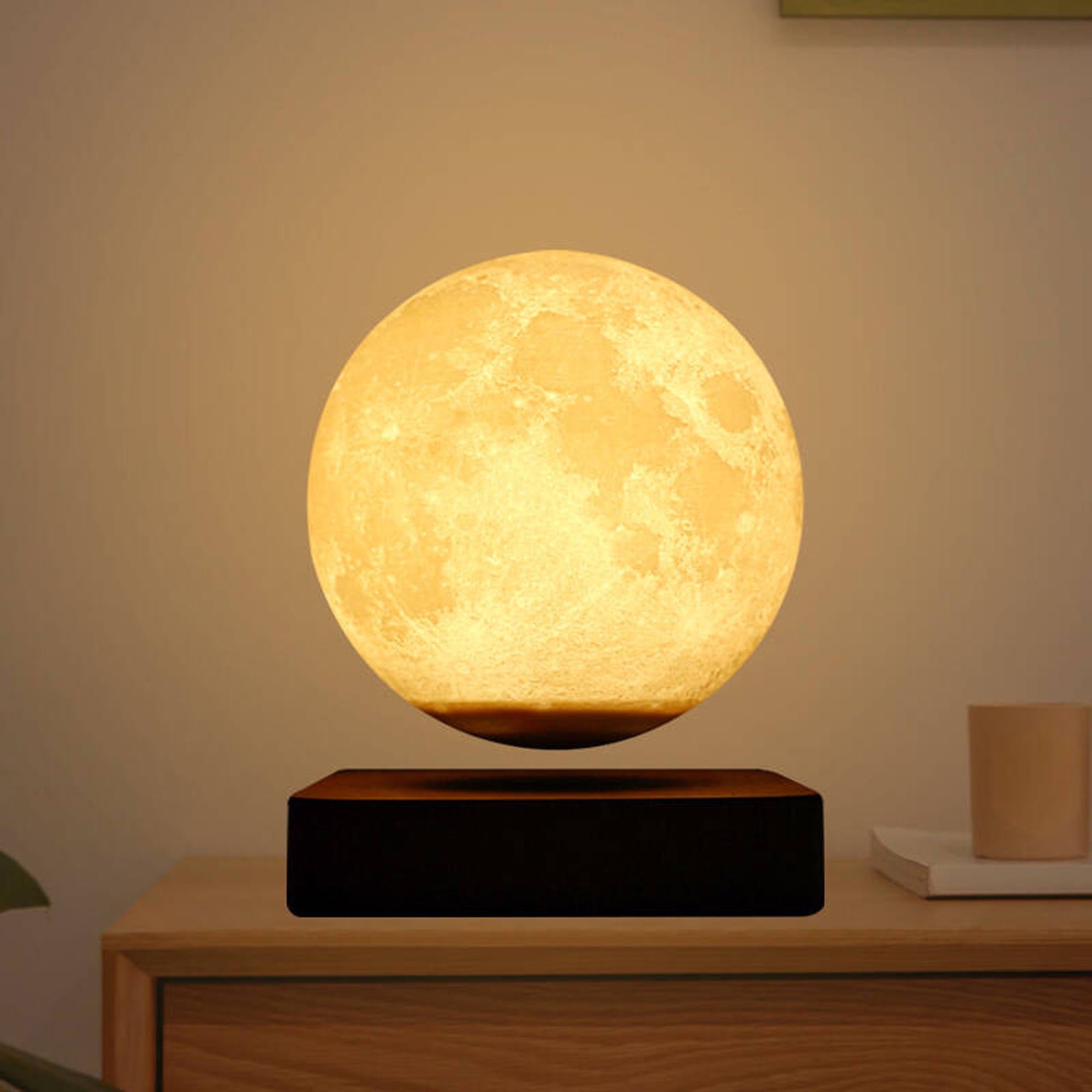 Minimalist Magnetic Levitation 3D - Printed Moon Lamp with Touch Switch ...