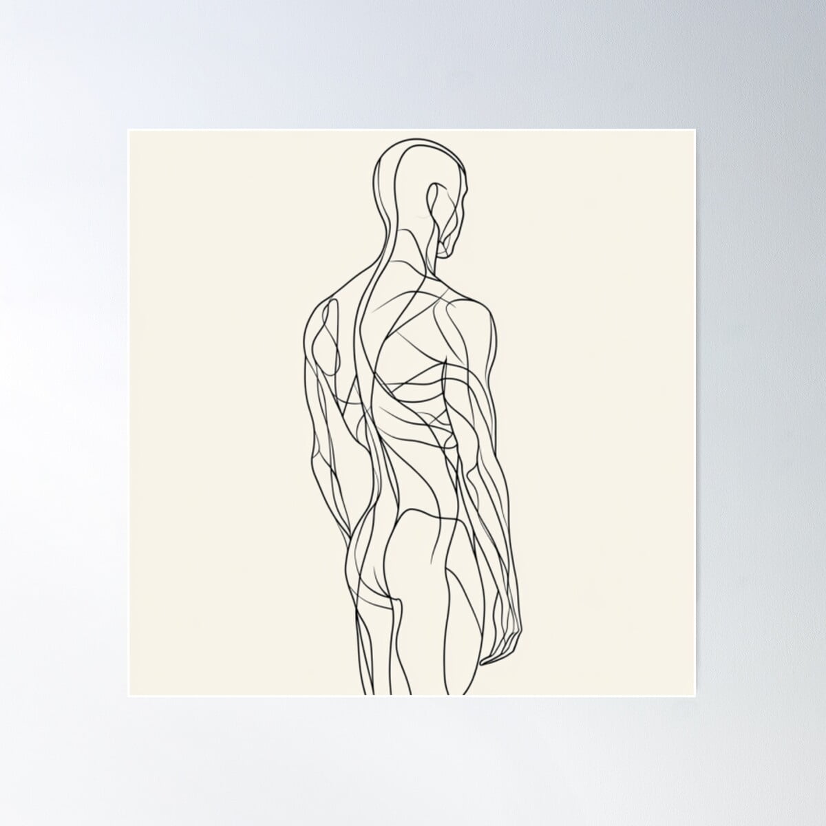 Minimalist Male Figure Line Art,Elegant Black & White Drawing Poster ...