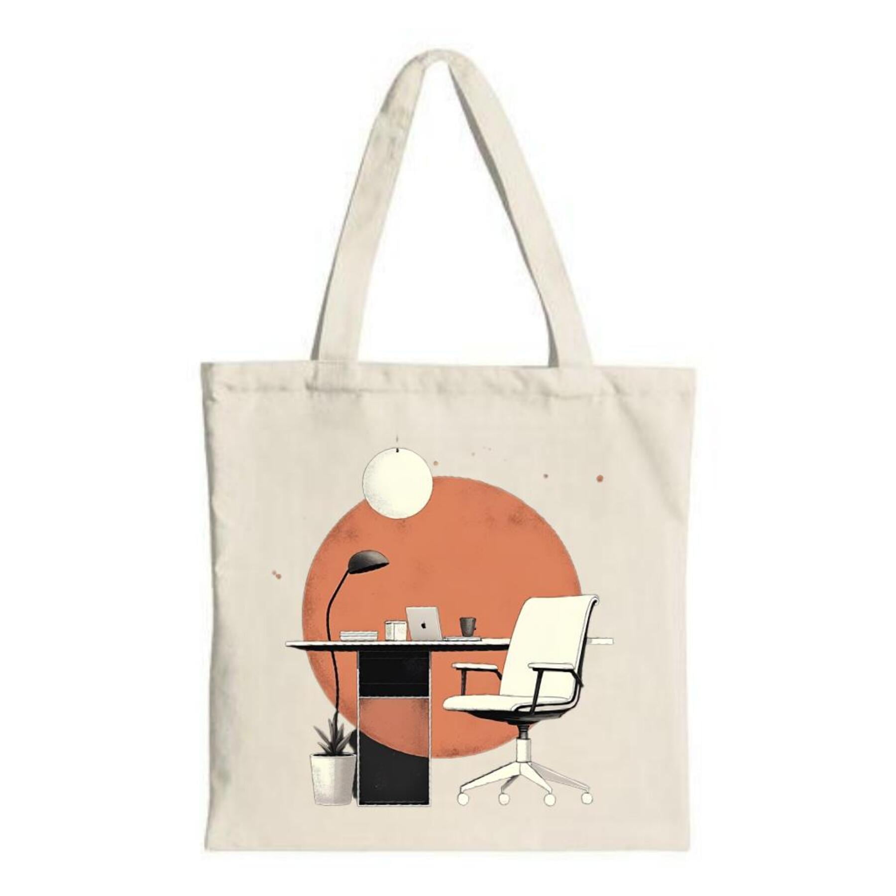 Minimalist Modern Workspace Canvas Tote Bag - Stylish Desk Illustration ...