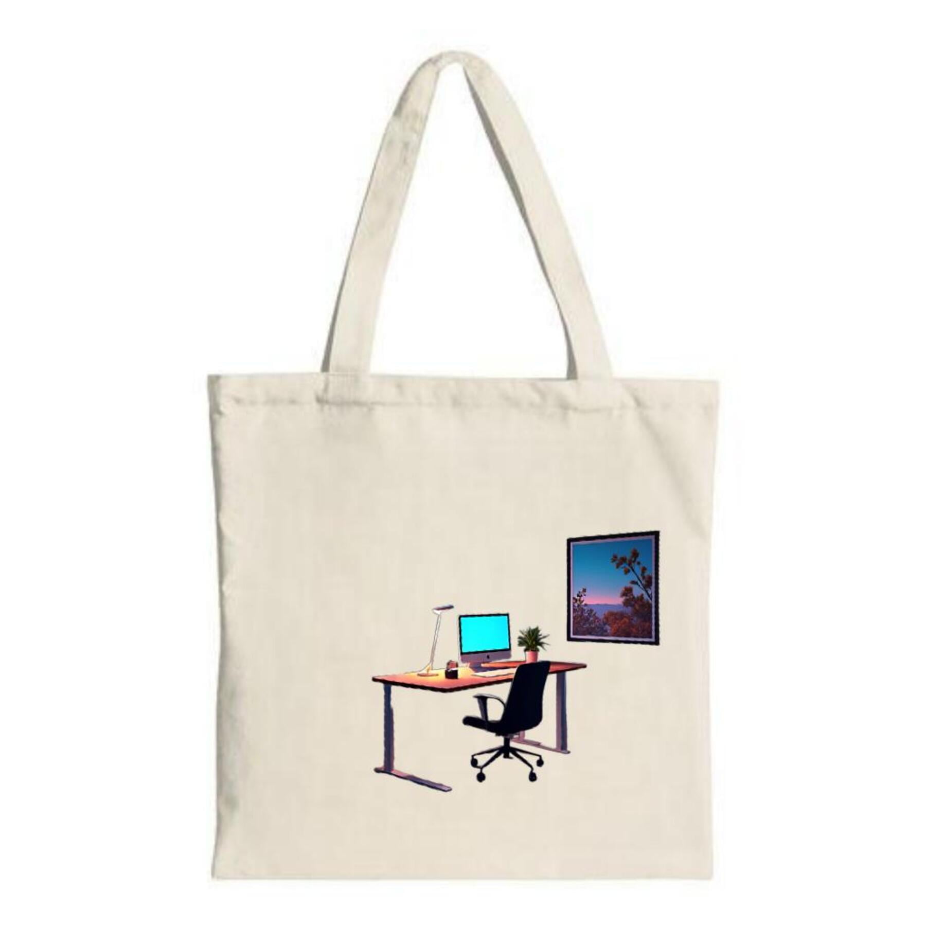 Minimalist Modern Workspace Tote Bag - Canvas Reusable Shopping Bag ...