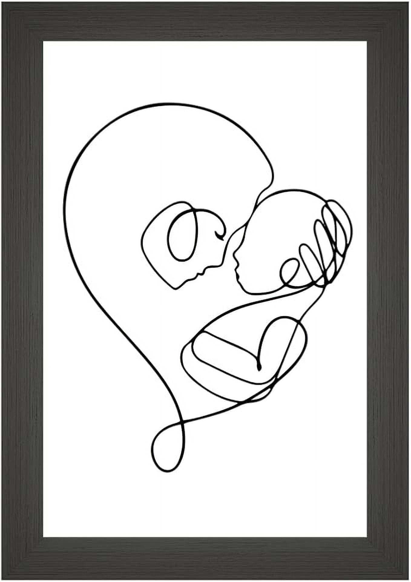 Minimalist Mother and Baby Love Poster - 12x18 UNFRAMED Black and White ...