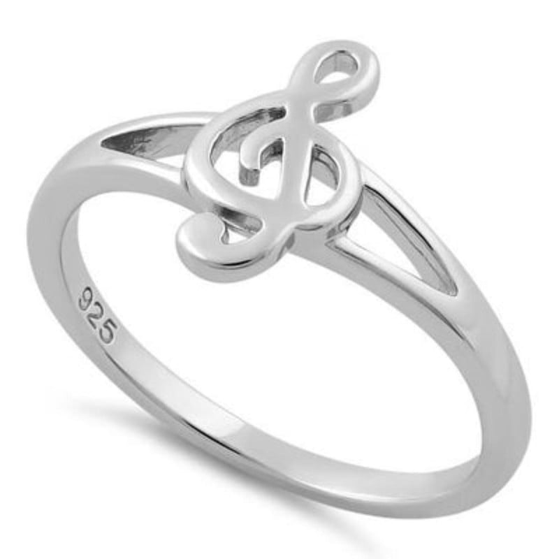 Minimalist Music Note Ring 925 Sterling Silver Treble Clef Dainty Music ...