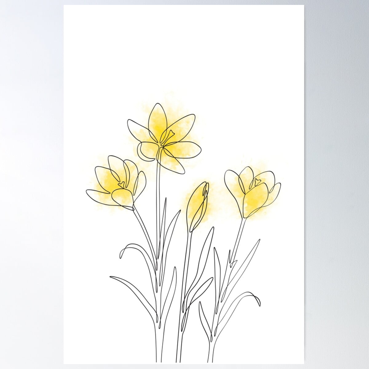 Minimalist One Line Art, Spring Flowers Line Drawing Poster Wall Art ...